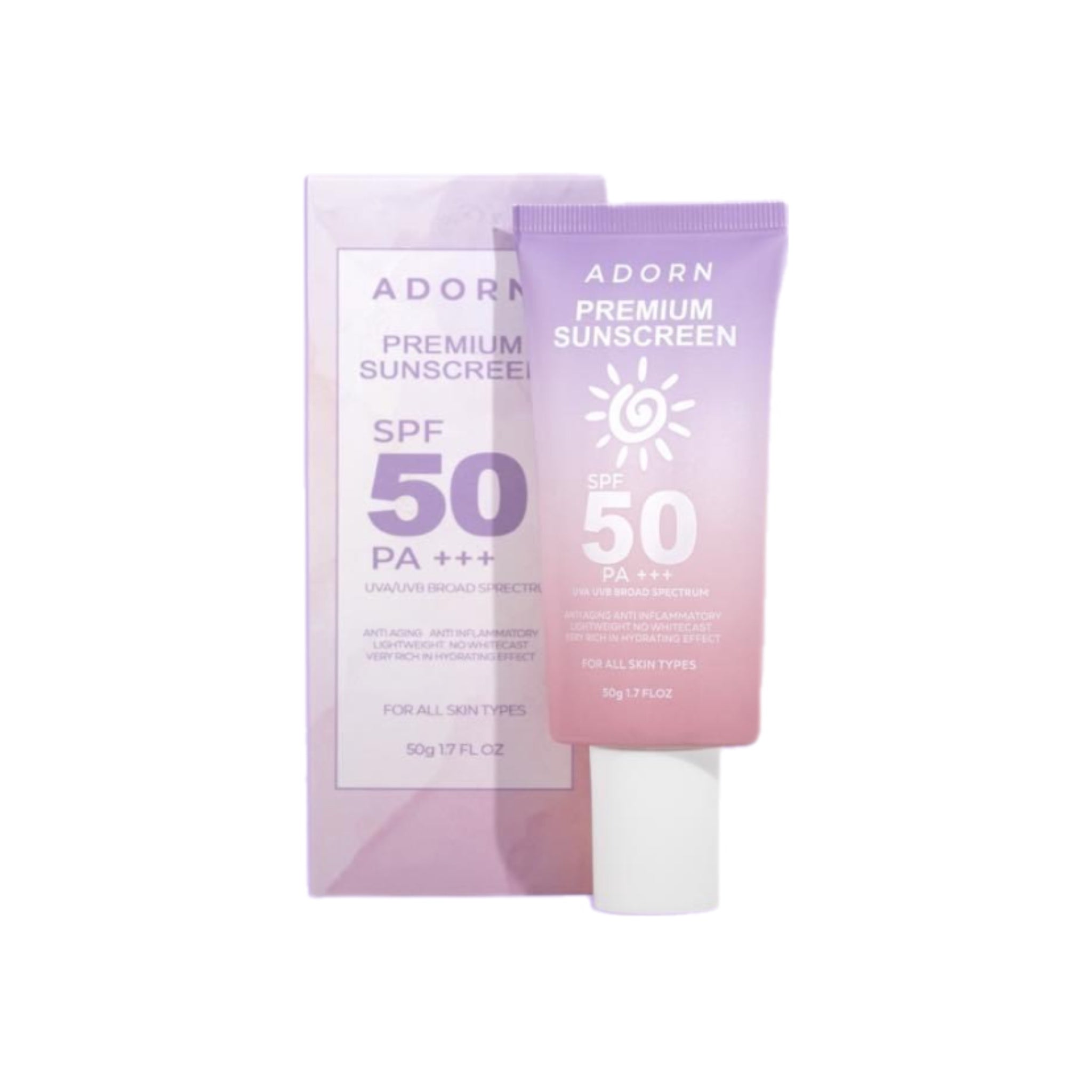 Adorn Premium Sunscreen SPF50 PA+++UVA/UVB Broad Spectrum 50g – Colabella